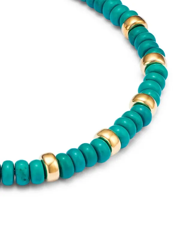 Zoe Chicco 14k Yellow Gold Turquoise Rondelle Link Bracelet - Blue/gold