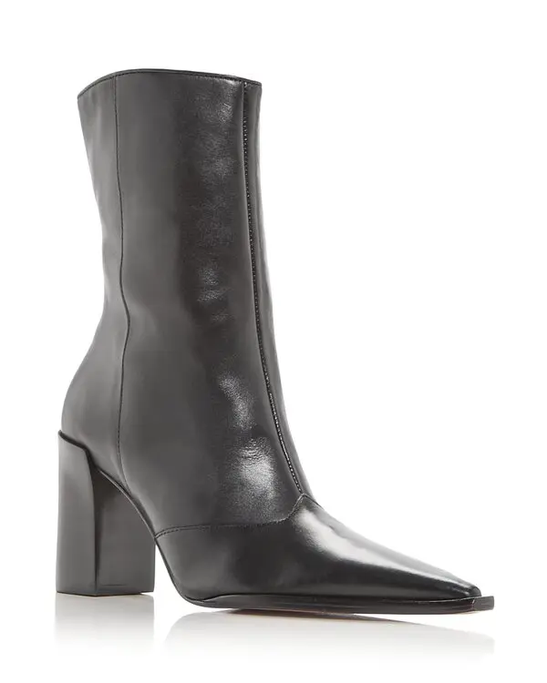 Schutz Raffaela Pointed Toe High Block Heel Booties - Black