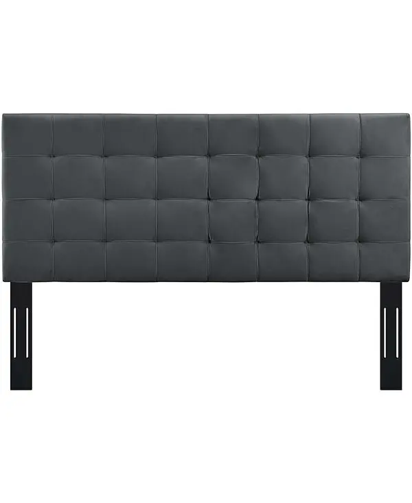 MODWAY Paisley Tufted Upholstered Performance Velvet Headboard, Full/queen - Gray