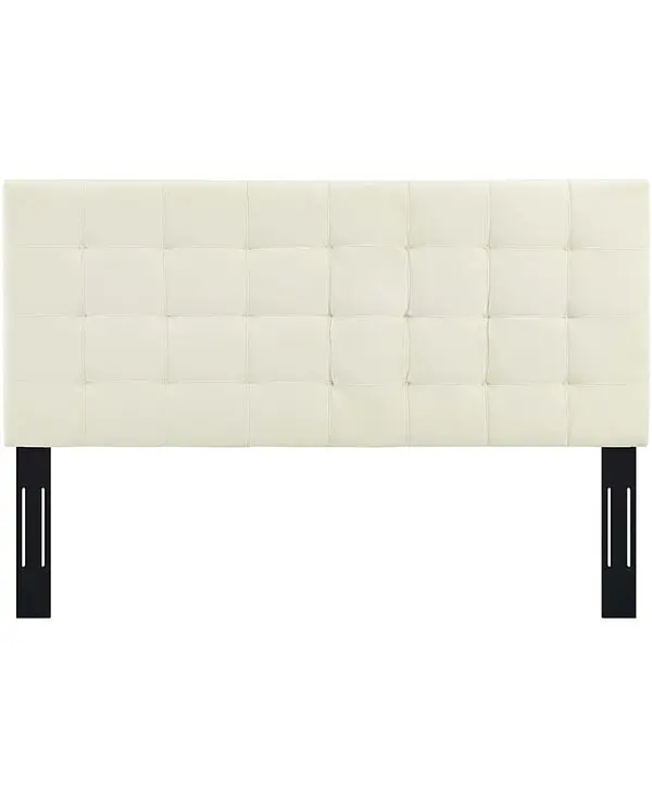 MODWAY Paisley Tufted Upholstered Performance Velvet Headboard, Full/queen - Ivory