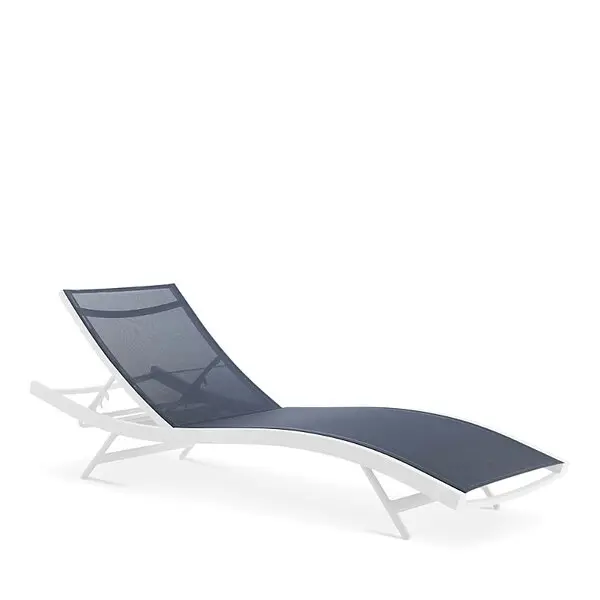 MODWAY Glimpse Outdoor Patio Mesh Chaise Lounge Chair - White Navy