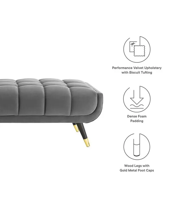 MODWAY Adept 60 Performance Velvet Bench - Gray