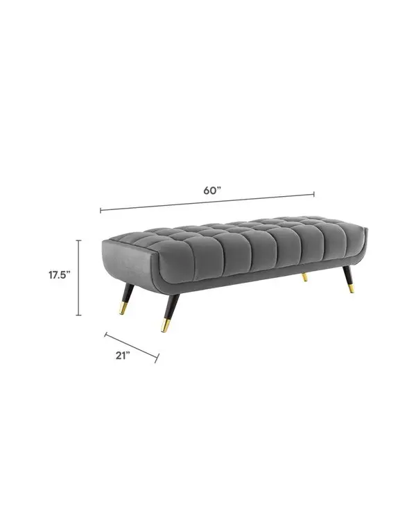 MODWAY Adept 60 Performance Velvet Bench - Gray