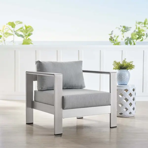 MODWAY Shore Sunbrella Fabric Aluminum Outdoor Patio Armchair