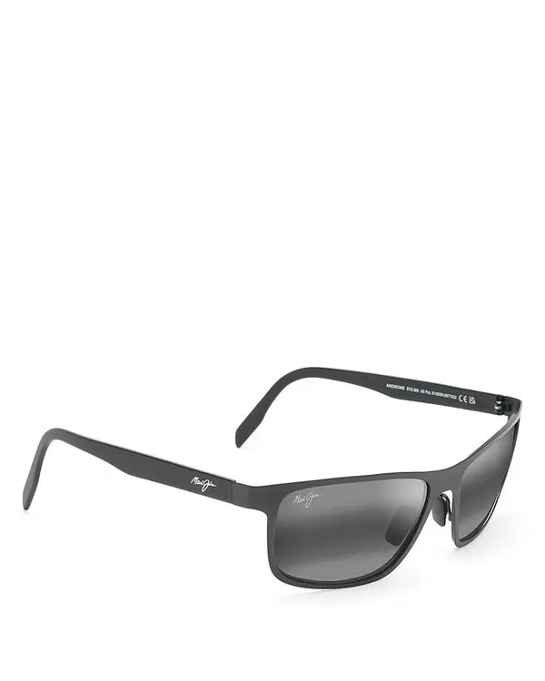 Maui Jim Anemone Polarized Rectangular Sunglasses - Black/gray Polarized Gradient