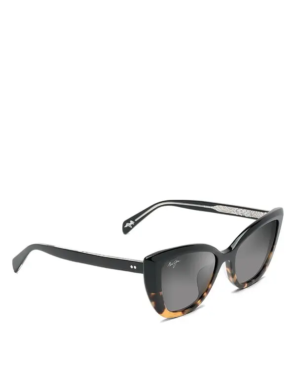 Maui Jim Blossom Polarized Cat Eye Sunglasses, 54mm - Black/gray Polarized Solid