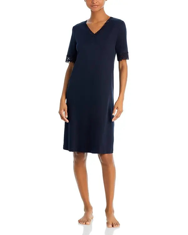 Hanro Moments Short Sleeve Nightgown - Black