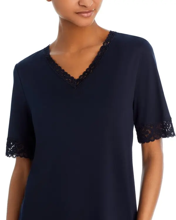 Hanro Moments Short Sleeve Nightgown - Black
