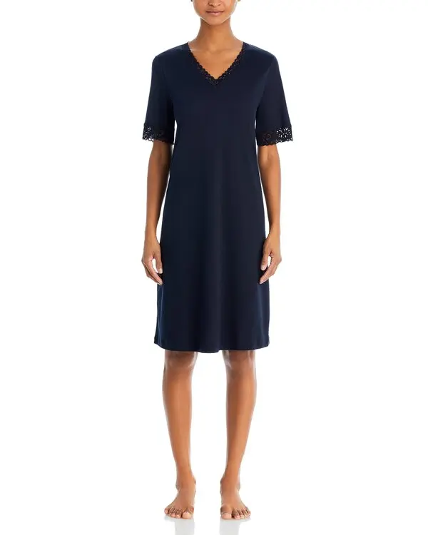 Hanro Moments Short Sleeve Nightgown - Black