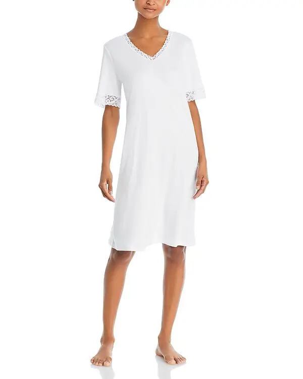 Hanro Moments Short Sleeve Nightgown - White