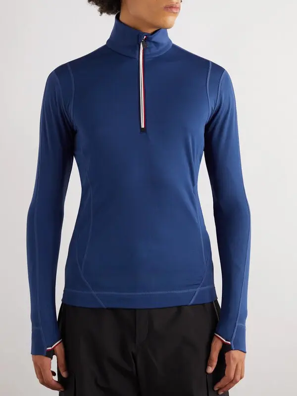 Moncler Slim-fit Polartec® Power Grid™ Half-zip Base Layer - Blue
