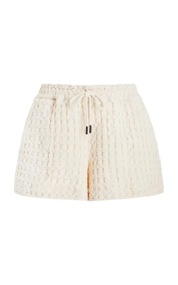 Oas Drizzle Waffle-knit Cotton Shorts - Ivory