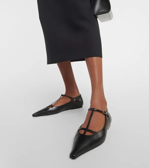 THE ROW Cyd Leather Ballet Flats