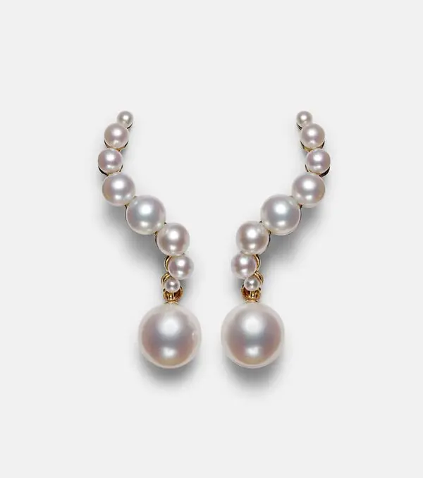 Mateo 14kt Yellow Drop Earrings With Pearls - Gold