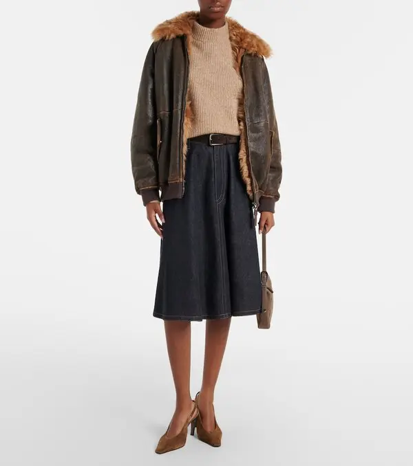 Brunello Cucinelli Denim Midi Skirt - Blue