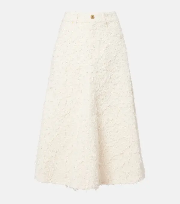 Brunello Cucinelli Denim Midi Skirt - White