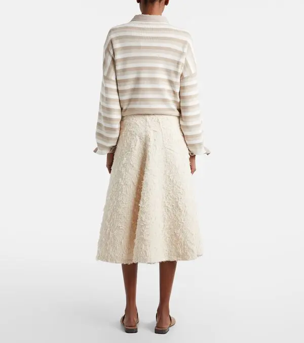 Brunello Cucinelli Denim Midi Skirt - White