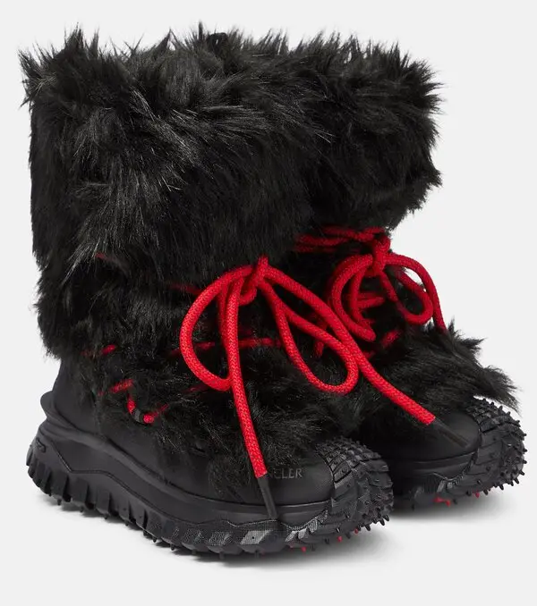 Moncler Trailgrip AprèS Faux Fur-Trimmed Snow Boots - Black  display picture 1