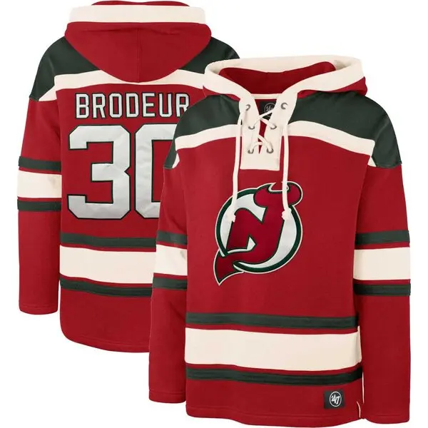 '47 47 Martin Brodeur New Jersey Devils Player Name & Number Lace-up Hoodie - Red