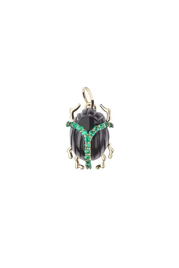 JANE WIN Protect Onyx Scarab Pendant - Gold