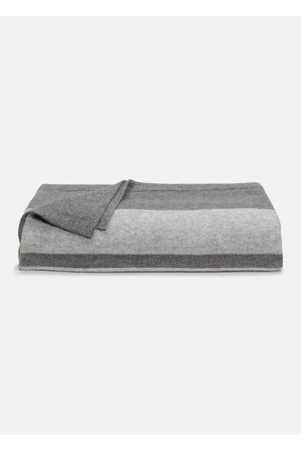 Vince Cashmere Jersey Stripe Throw - Gray