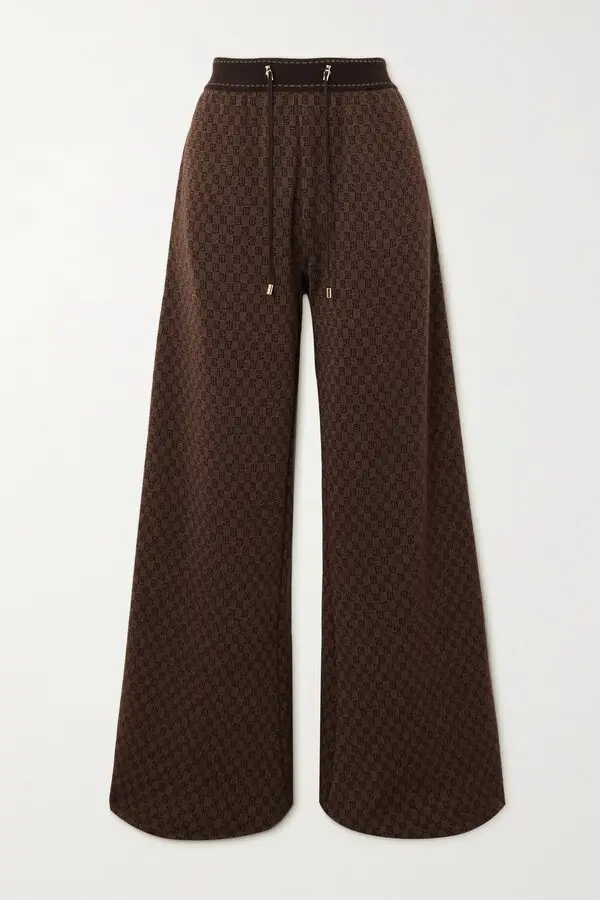 Balmain Striped Wool-blend Jacquard Wide-leg Pants