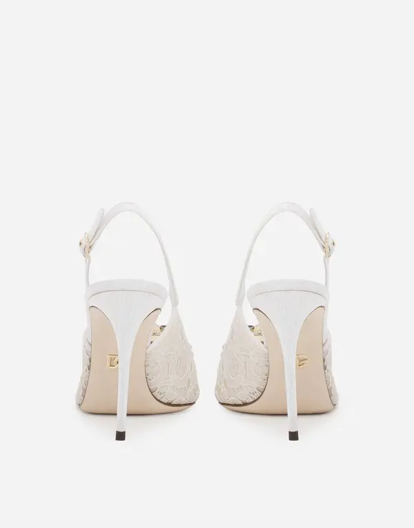 Dolce & Gabbana Lurex Lace Slingbacks With Brooch