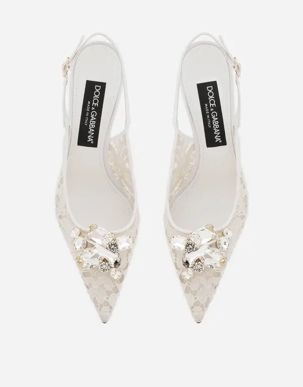 Dolce & Gabbana Lurex Lace Slingbacks With Brooch