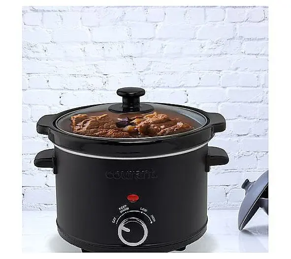 COURANT 2.5 Quart Round Shape Slow Cooker Bla Ck Matte Finish