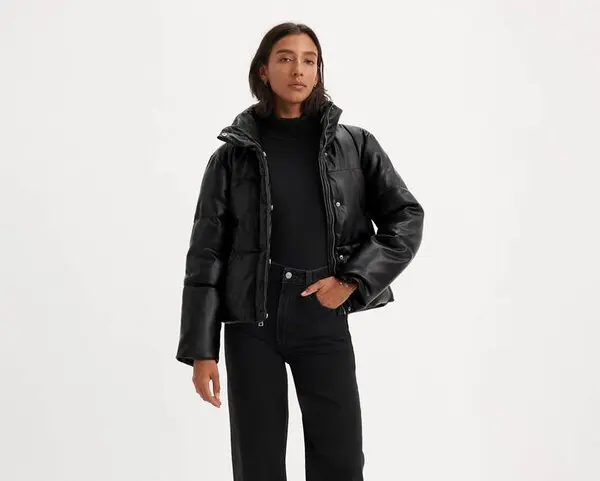 LEVI'S Faux Leather Puffer Jacket