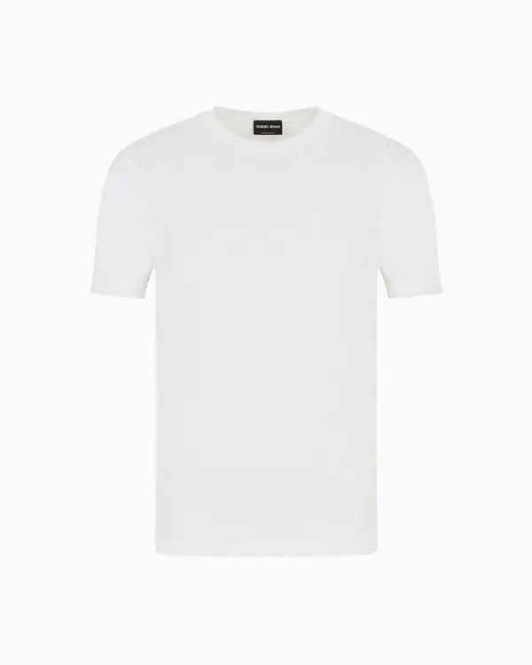 Giorgio Armani Icon Crew-neck T-shirt In Stretch Viscose Jersey - White