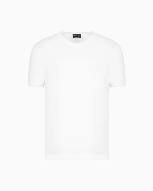 Giorgio Armani V-neck T-shirt Icon In Stretch Viscose Jersey - White