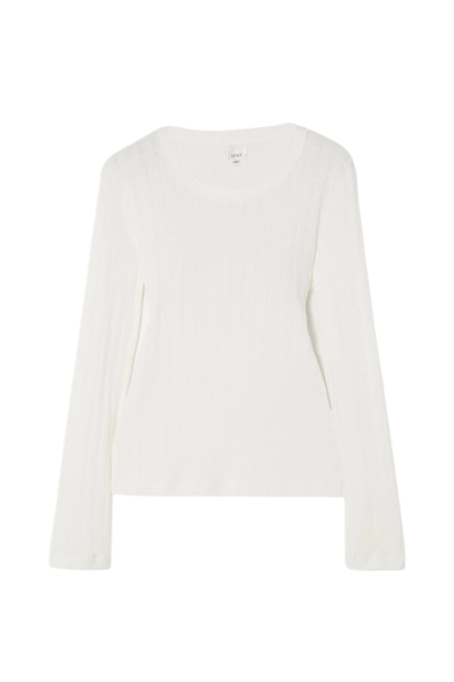 LESET Pointelle-knit Cotton-jersey Top - White
