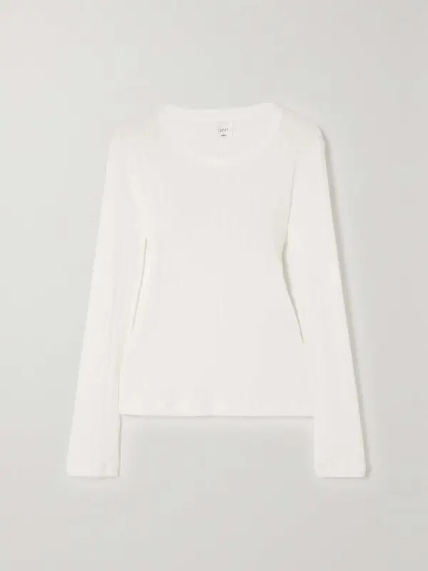 LESET Pointelle-knit Cotton-jersey Top - White