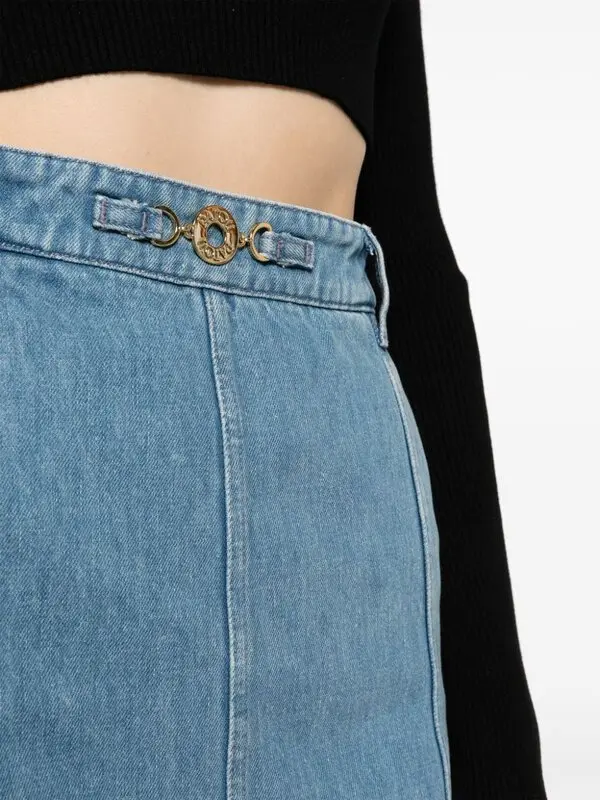 PATOU Slit-detail Denim Midi Skirt - Blue