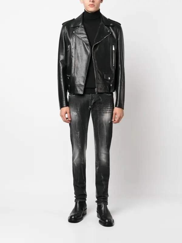 Philipp Plein Skull & Bones Embroidered Jeans