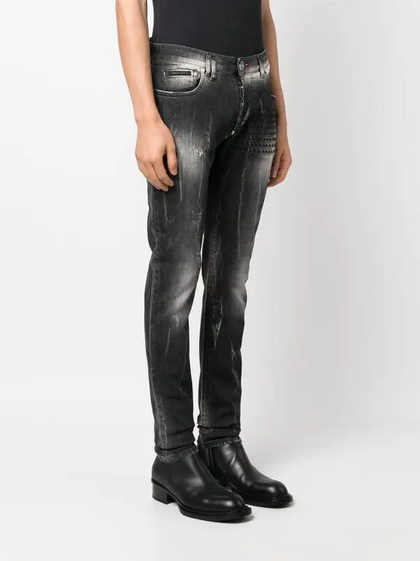 Philipp Plein Skull & Bones Embroidered Jeans