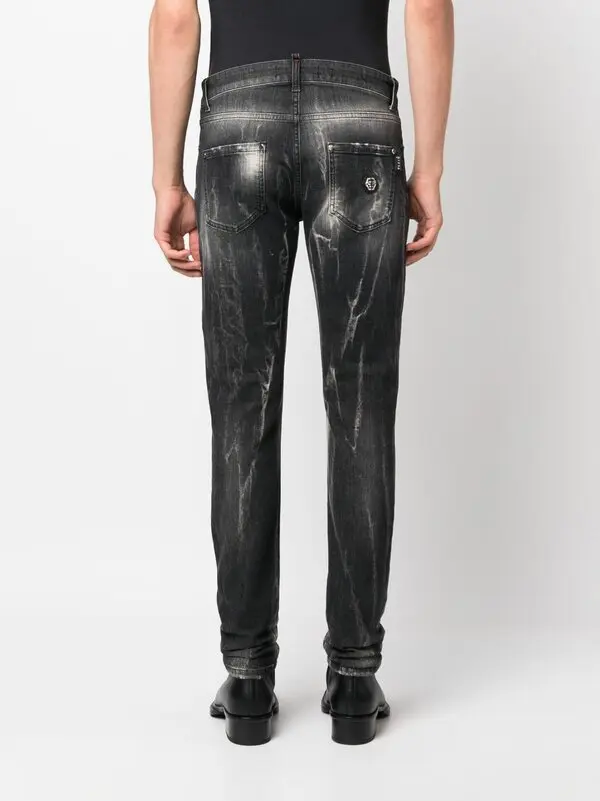 Philipp Plein Skull & Bones Embroidered Jeans