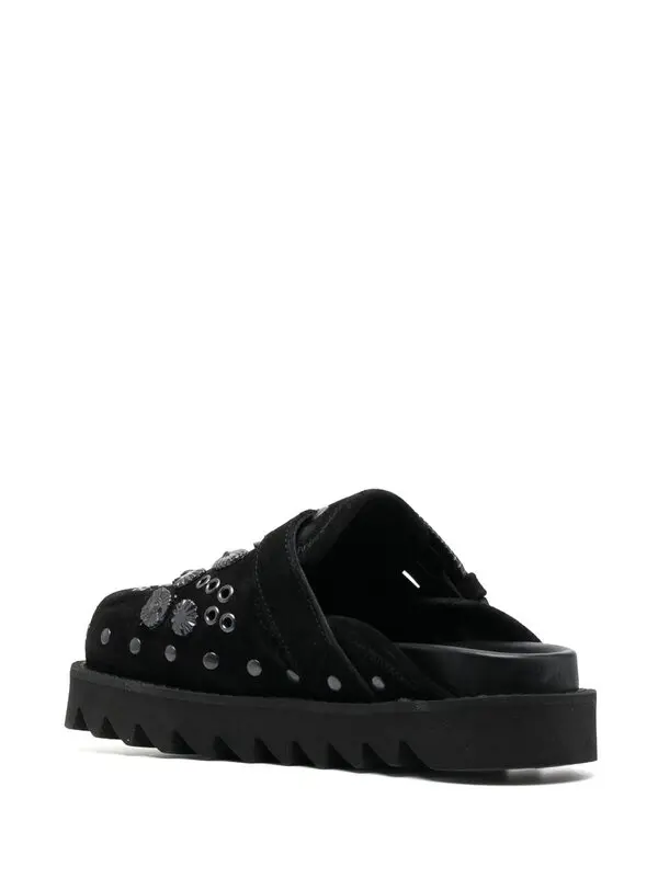 Toga Sabot Metal Suede Mules - Black