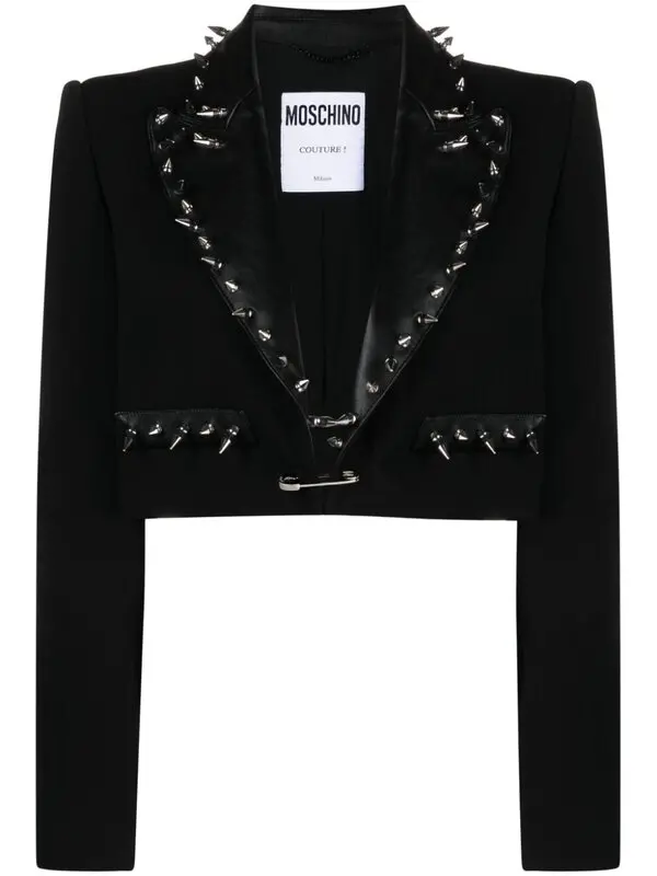 Moschino Spike Stud-embellished Cropped Blazer - Black