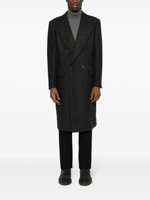 HEVO Martina Franca Houndstooth Midi Coat - Black