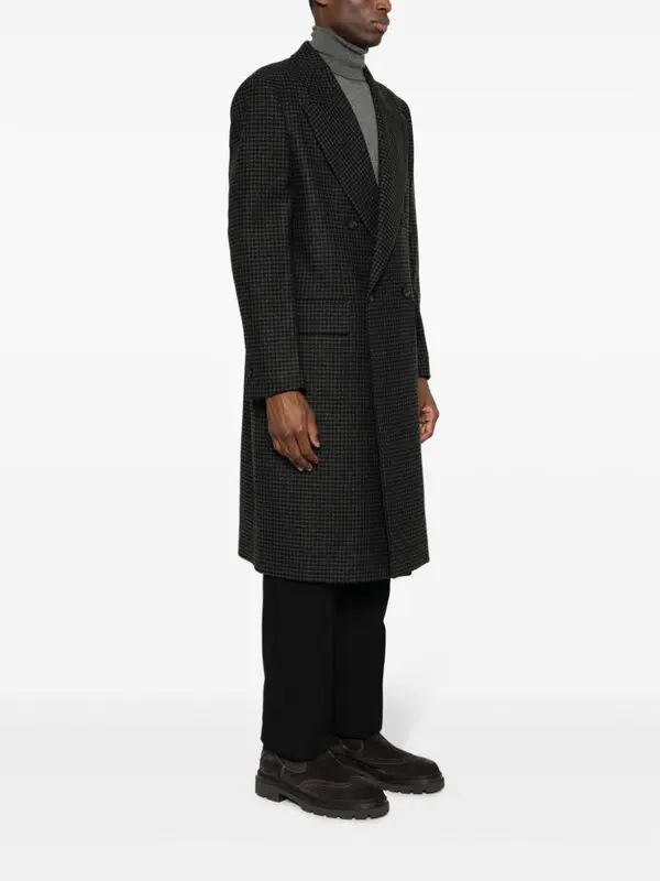 HEVO Martina Franca Houndstooth Midi Coat - Black