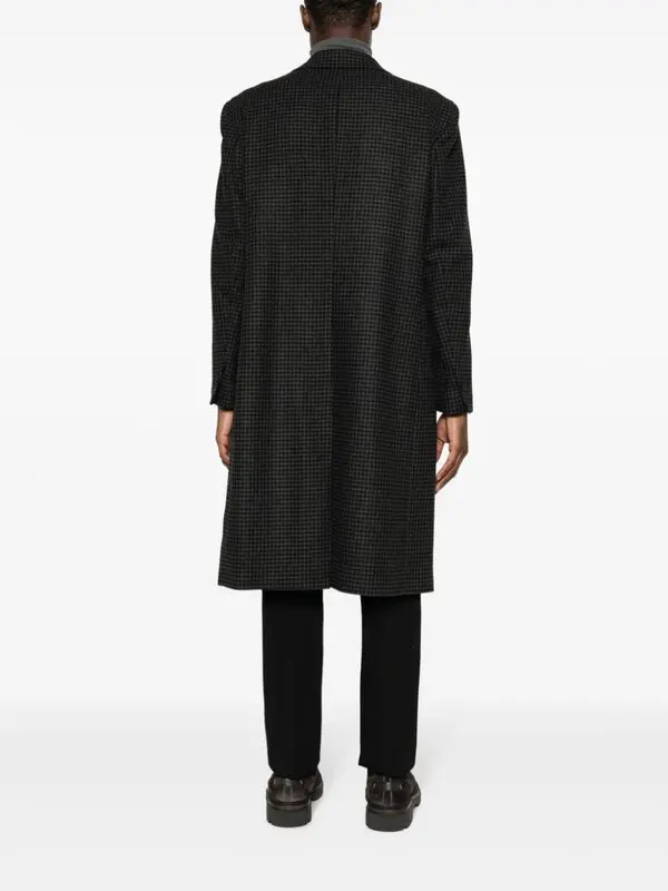 HEVO Martina Franca Houndstooth Midi Coat - Black