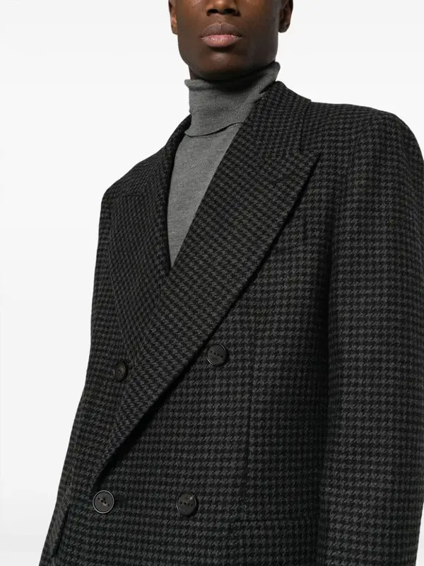 HEVO Martina Franca Houndstooth Midi Coat - Black