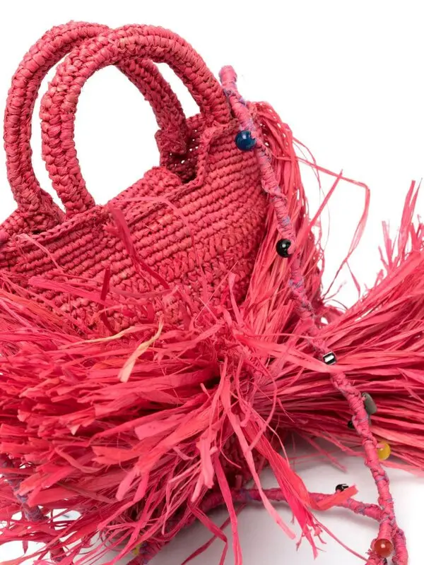 MADE FOR A WOMAN Kifafa Frange Straw Crossbody Bag