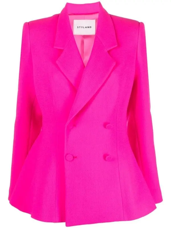 STYLAND Double-breasted Wool Blazer - Pink