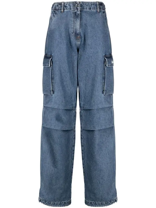 Coperni High-waisted Wide-leg Cargo Trousers - Blue