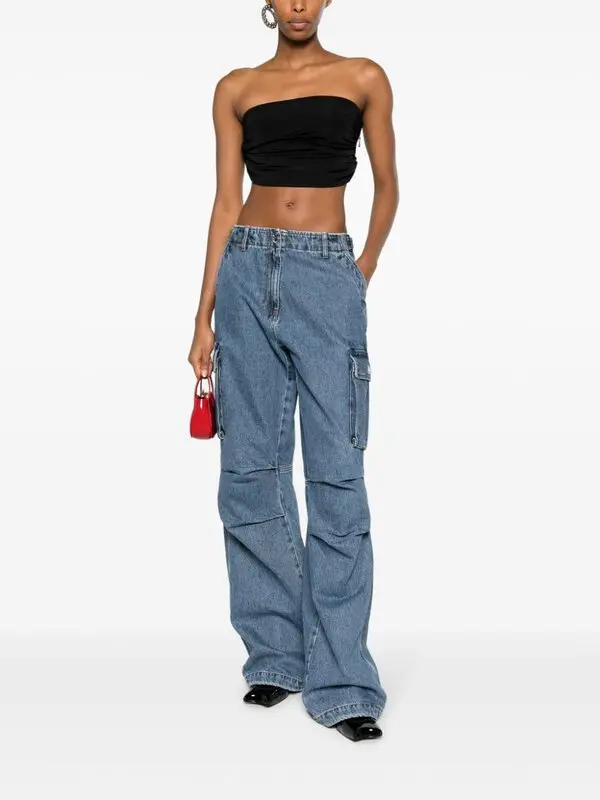 Coperni High-waisted Wide-leg Cargo Trousers - Blue