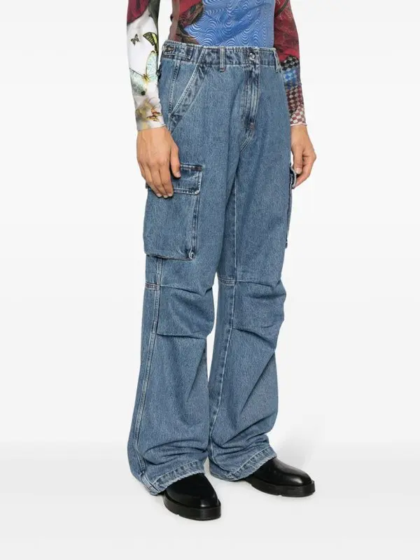 Coperni High-waisted Wide-leg Cargo Trousers - Blue
