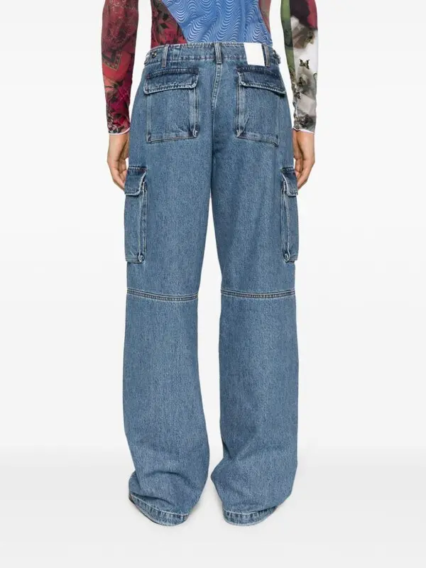 Coperni High-waisted Wide-leg Cargo Trousers - Blue